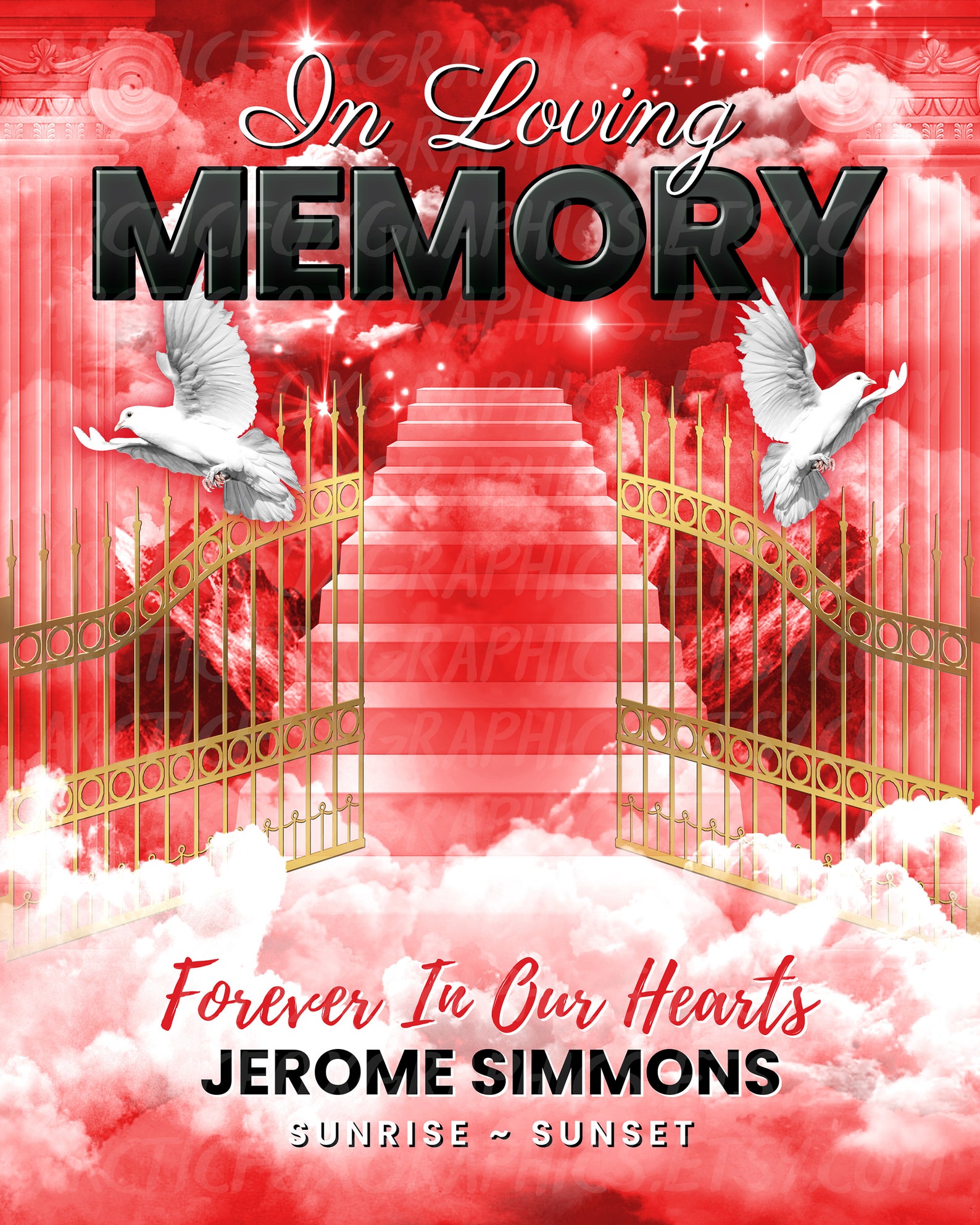 In Loving Memory PNG, Red Sky Heaven's Gate Memorial Background for ...