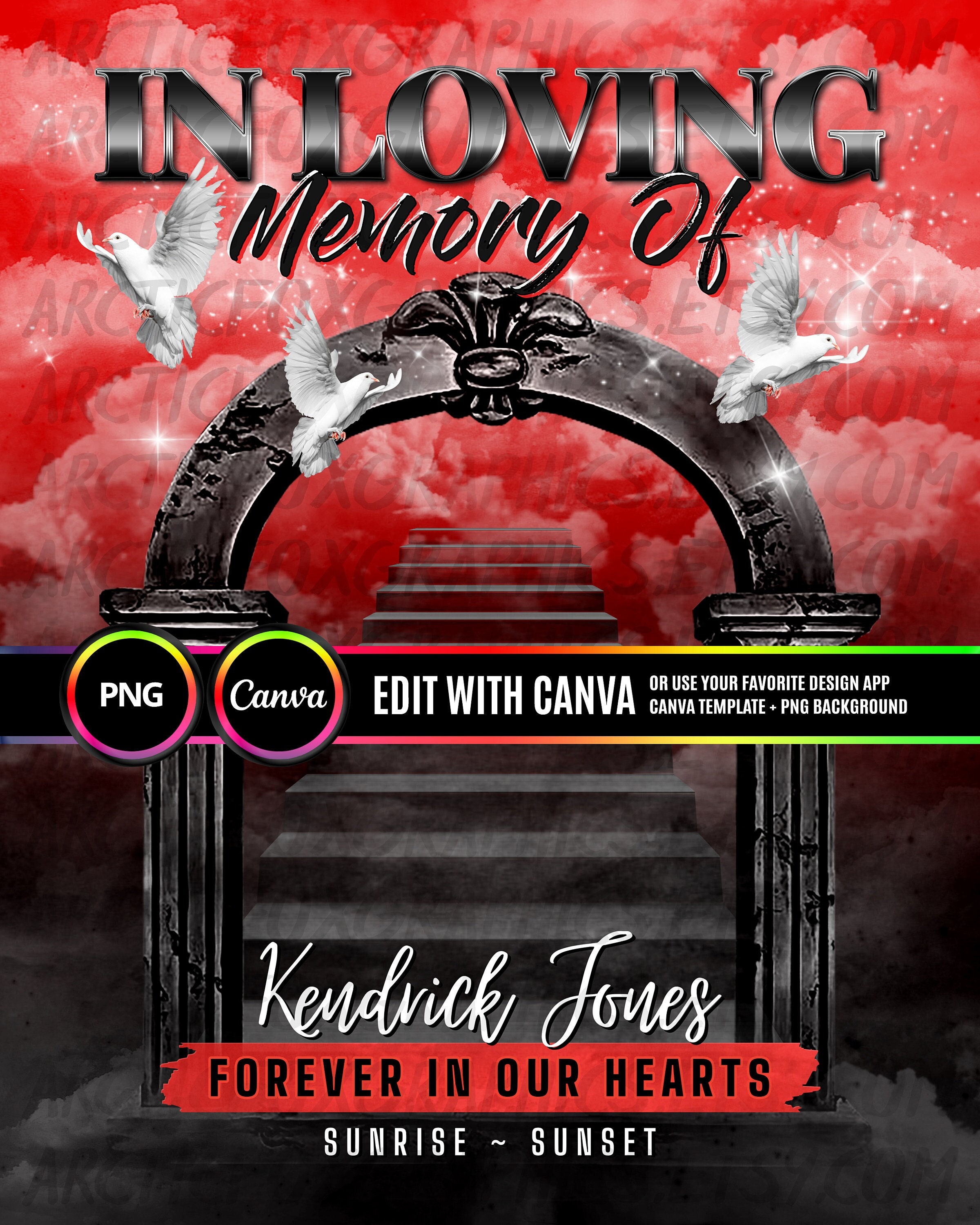 In Loving Memory PNG Red Sky Stairway to Heaven Memorial - Etsy UK