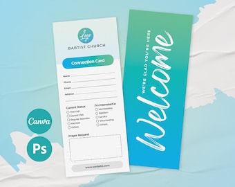 Church Connection Card Template Editable in Canva & Photoshop, Church ...