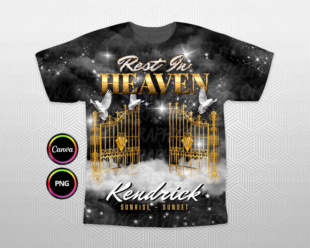 Rest in Heaven 3D All Over T-shirt Design, Black Gold Heaven's Gate ...