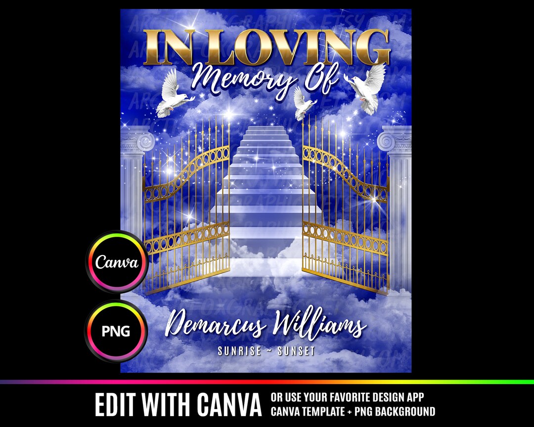 In Loving Memory PNG, Blue Sky Heavens Gate Memorial Background for ...