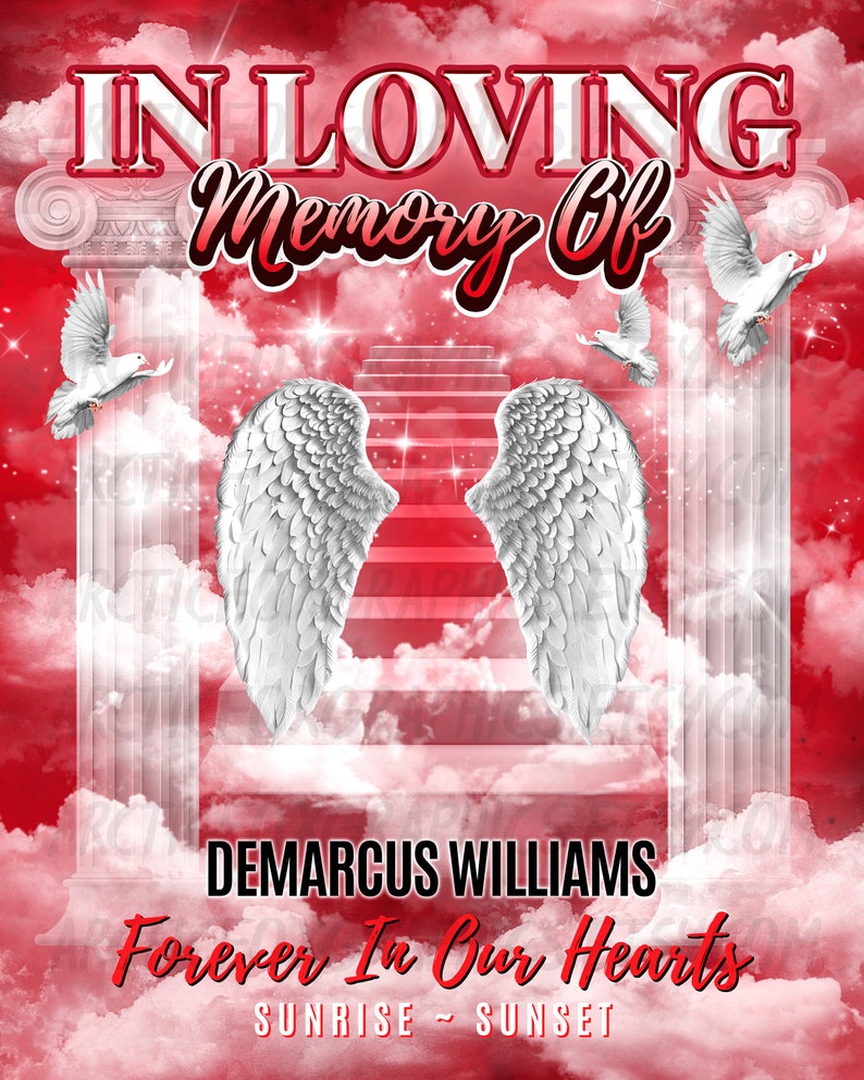 In Loving Memory PNG, Red Sky Heaven Stairway Memorial Background for ...