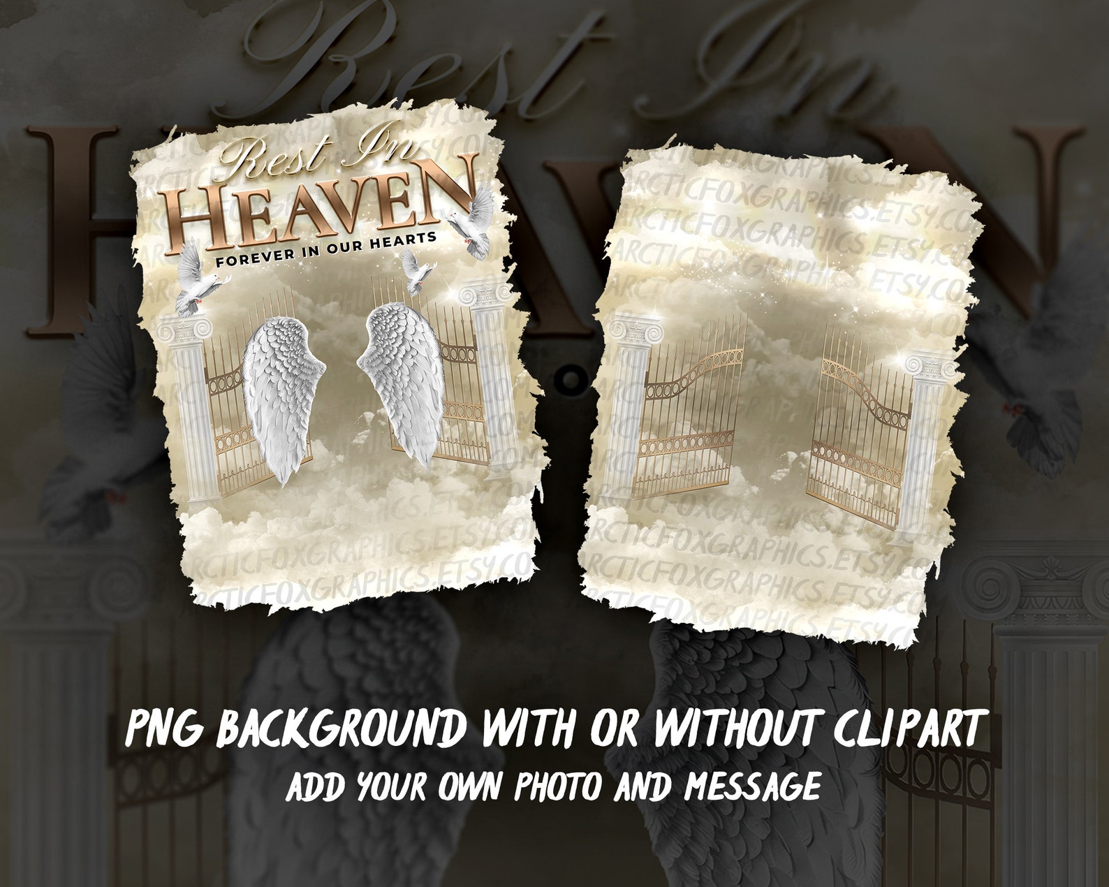 Rest in Heaven PNG Cloudy Gold Sky Heaven Stage Memorial - Etsy