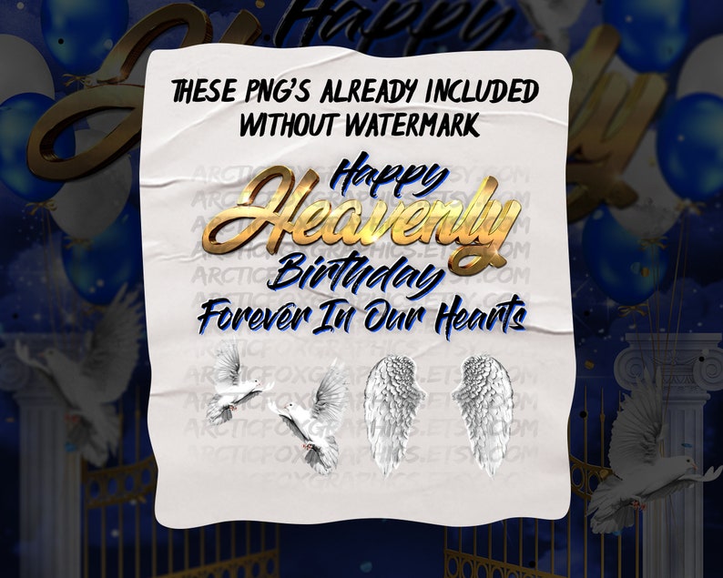 Happy Heavenly Birthday PNG, Blue Sky Heavens Gate Memorial Background ...