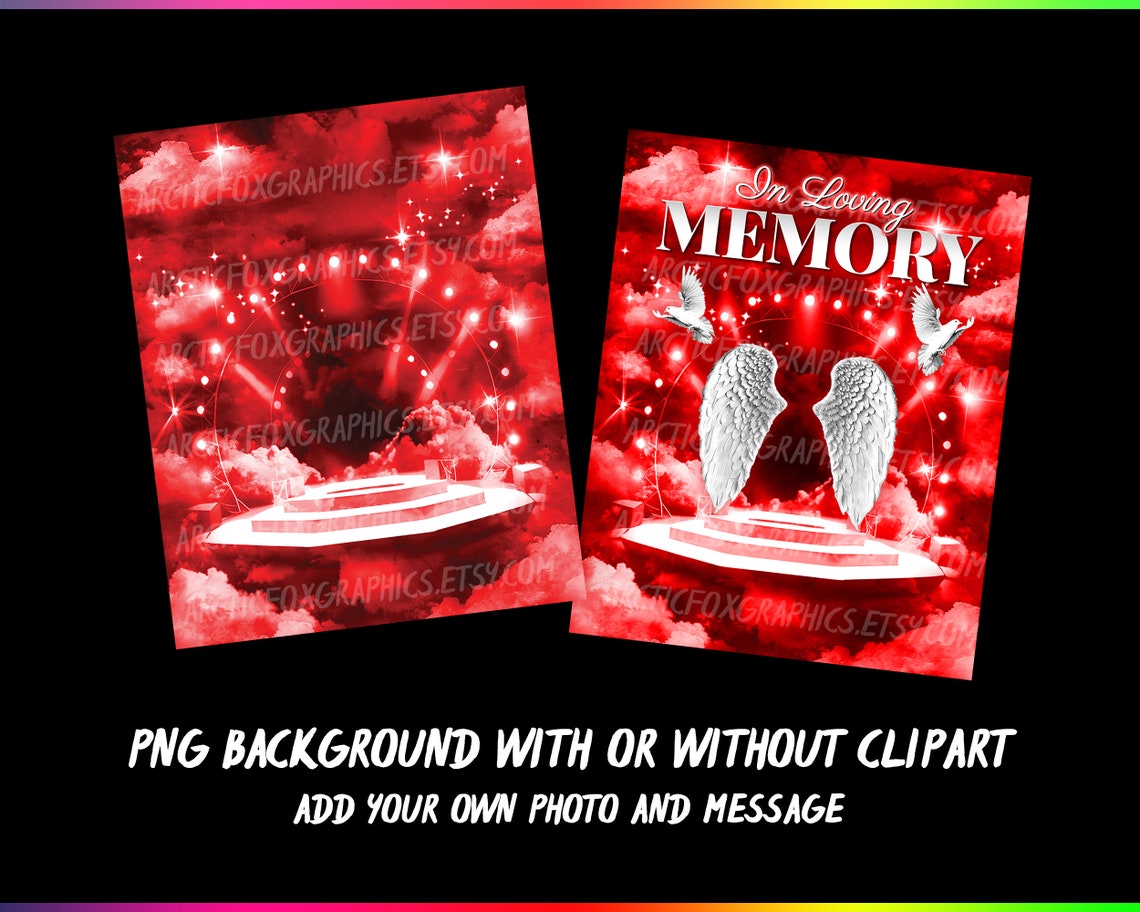 In Loving Memory PNG Red Sky Heaven Stage Memorial Background - Etsy