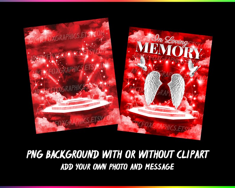 In Loving Memory PNG Red Sky Heaven Stage Memorial Background - Etsy
