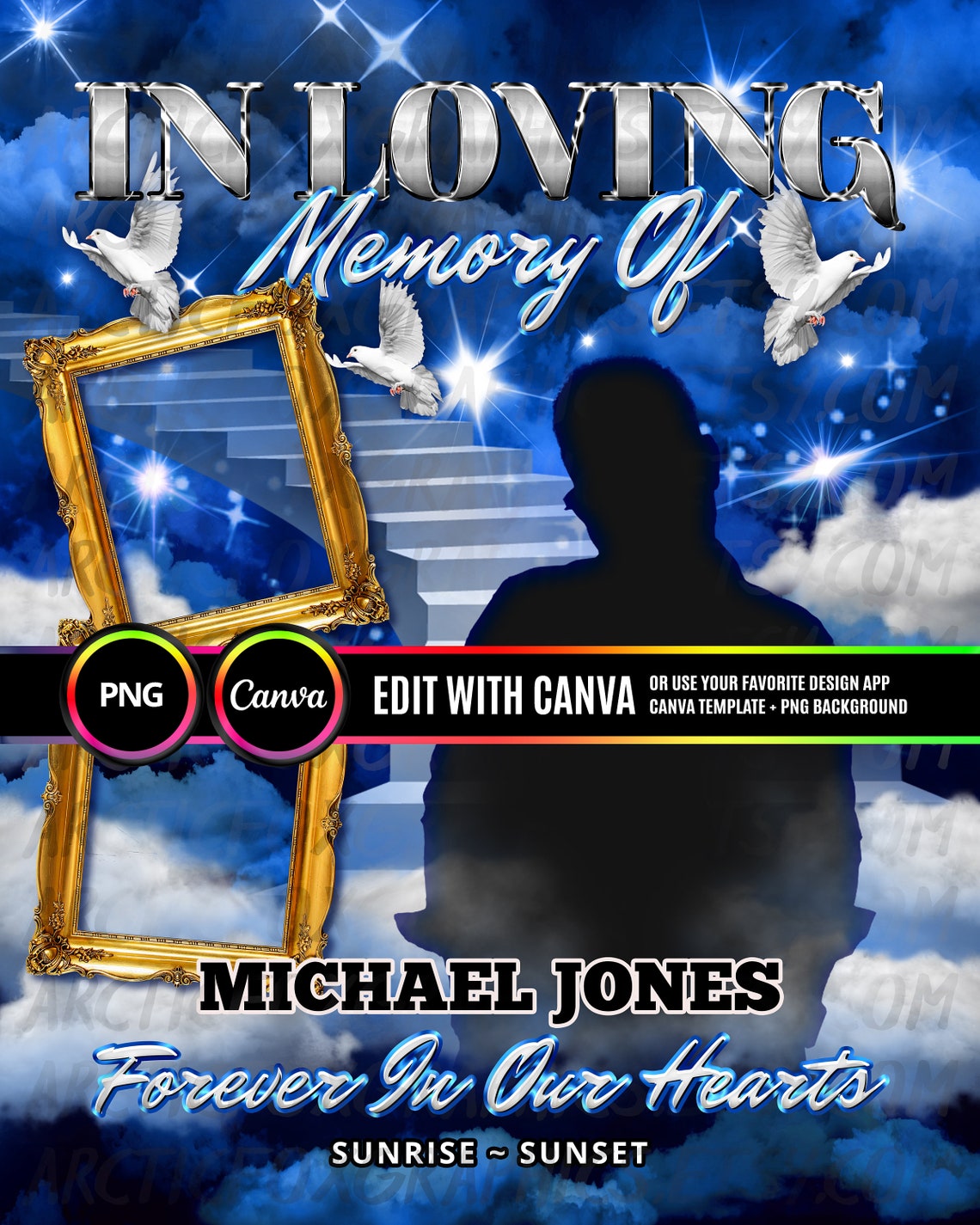 In Loving Memory PNG, Silver Blue Sky Heaven's Stairway Memorial ...