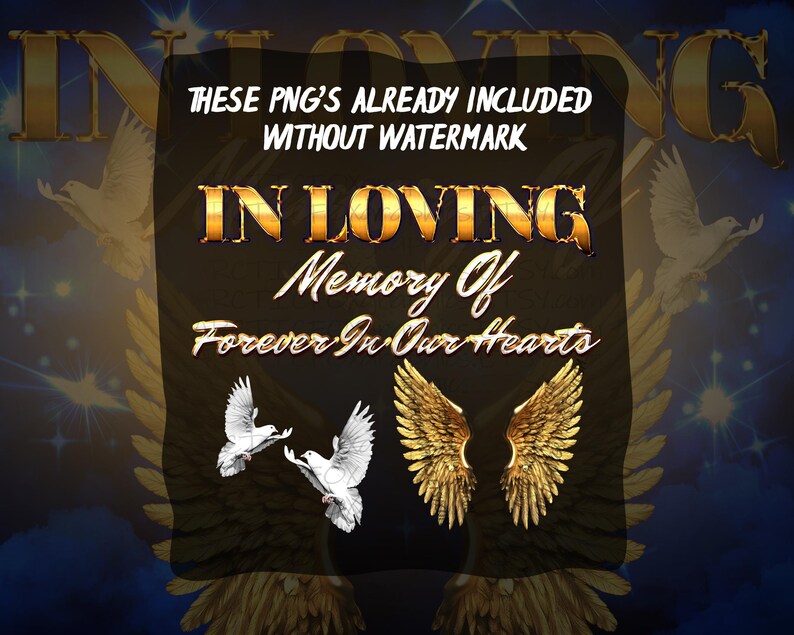 In Loving Memory PNG, Gold & Blue Cloudy Sky Memorial Background for ...