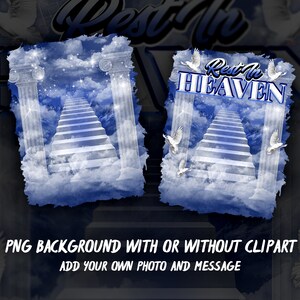 Rest in Heaven PNG, Blue Sky Stairway to Heaven Memorial Background for ...