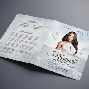 Silver Blue Funeral Program (8 Pages) Celebration of Life Obituary ...