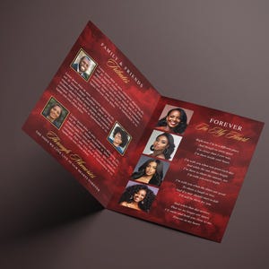 Maroon Red Funeral Program (8 Pages) in Loving Memory Obituary Program ...