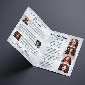 Silver Blue Funeral Program (8 Pages) Celebration of Life Obituary ...