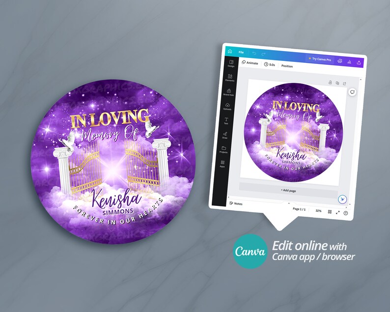 In Loving Memory Pin Button PNG, Purple Cloudy Sky Heaven's Gate Button ...