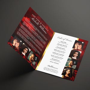 Maroon Red Funeral Program (8 Pages) in Loving Memory Obituary Program ...