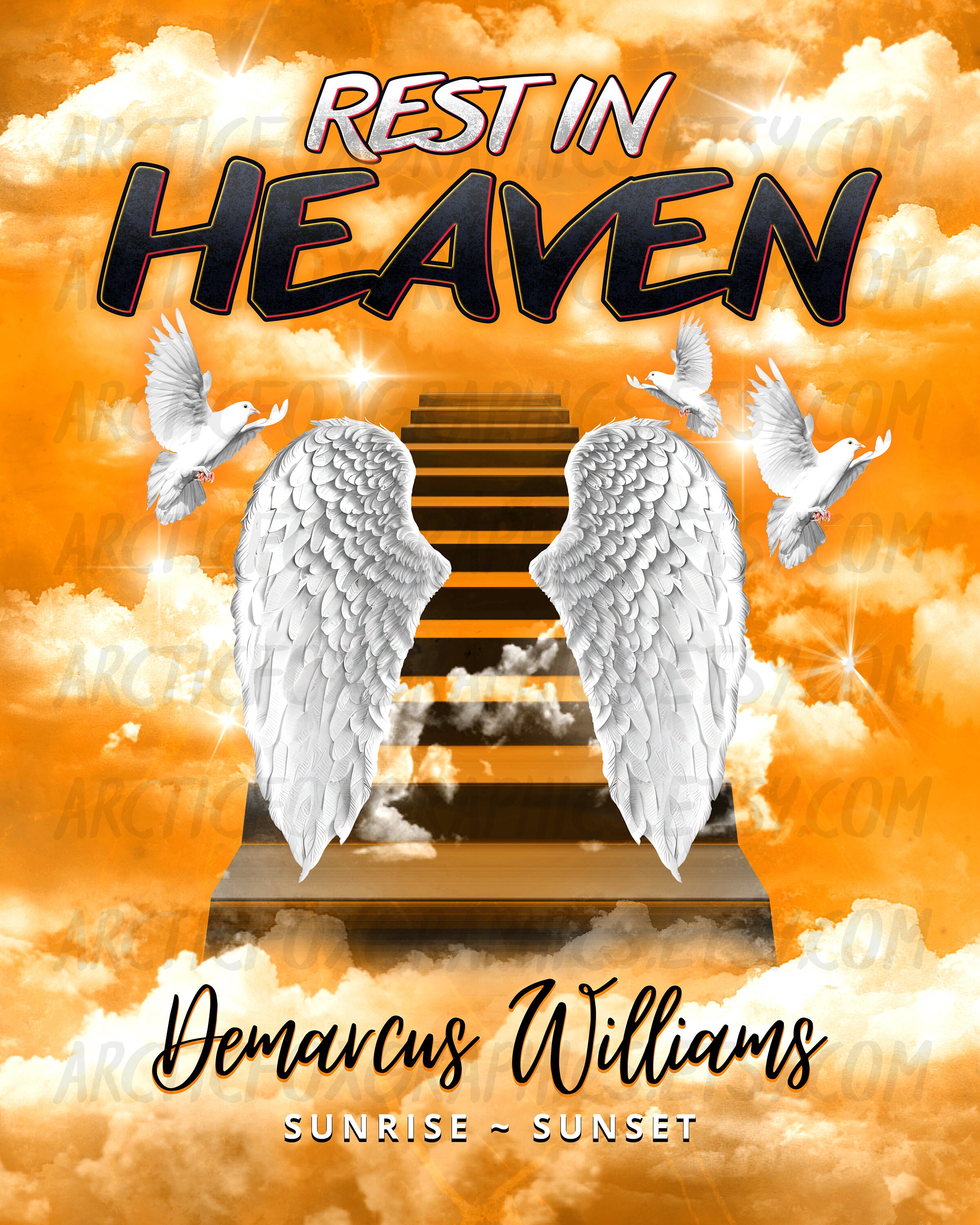 Rest in Heaven PNG, Orange Sky Heaven Stairway Memorial Background for ...