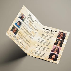 Beige Roses Funeral Program (8 Pages) Celebration of Life Obituary ...