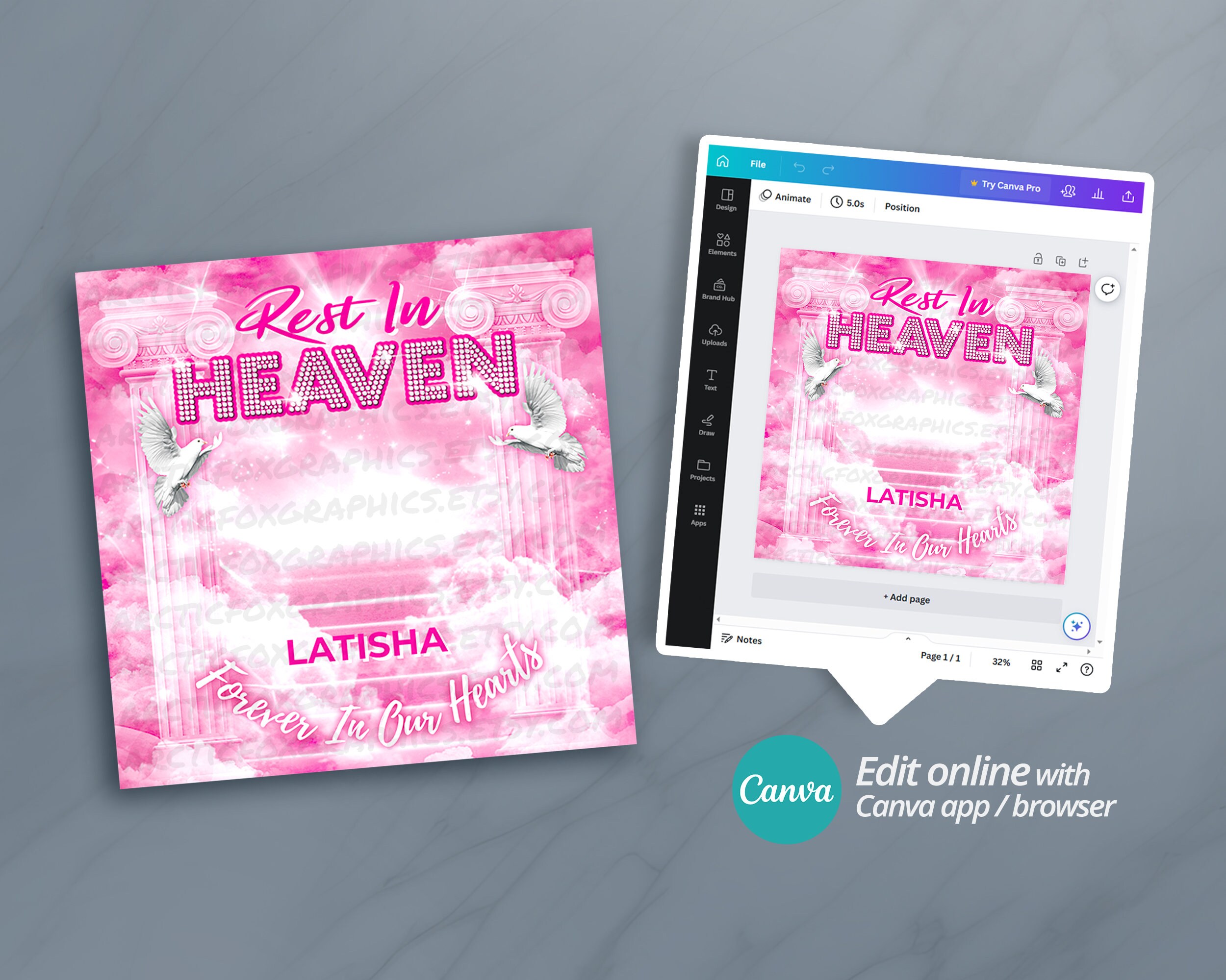 Rest in Heaven Pin Button Canva Template, Memorial Button Pin ...