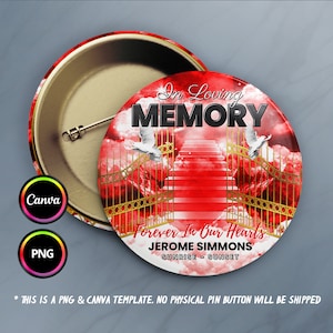 In Loving Memory Pin Button Canva Template Memorial Button - Etsy