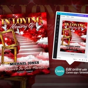 In Loving Memory PNG, Gold Red Sky Heaven's Stairway Memorial ...