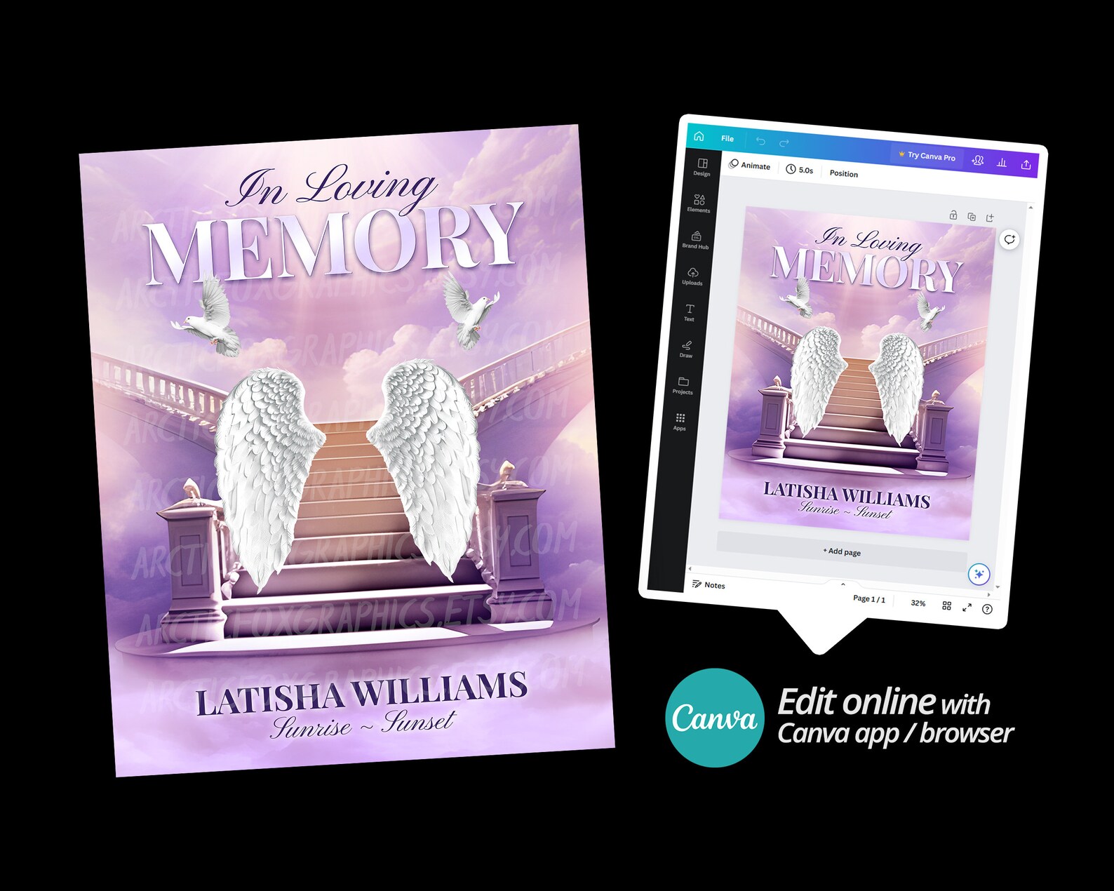 In Loving Memory PNG, Purple Sky Heaven Staircase Memorial Background ...