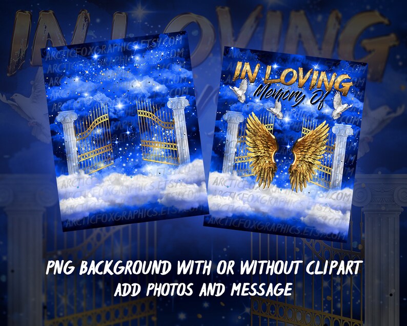In Loving Memory PNG, Gold Royal Blue Sky Heaven's Gate Memorial ...