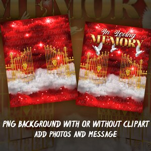 In Loving Memory PNG, Royal Red Gold Heaven's Gate Memorial Background ...