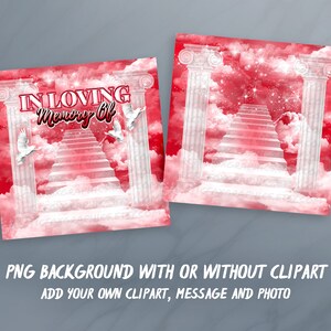 In Loving Memory Pin Button PNG, Red Cloudy Stairway to Heaven Button ...