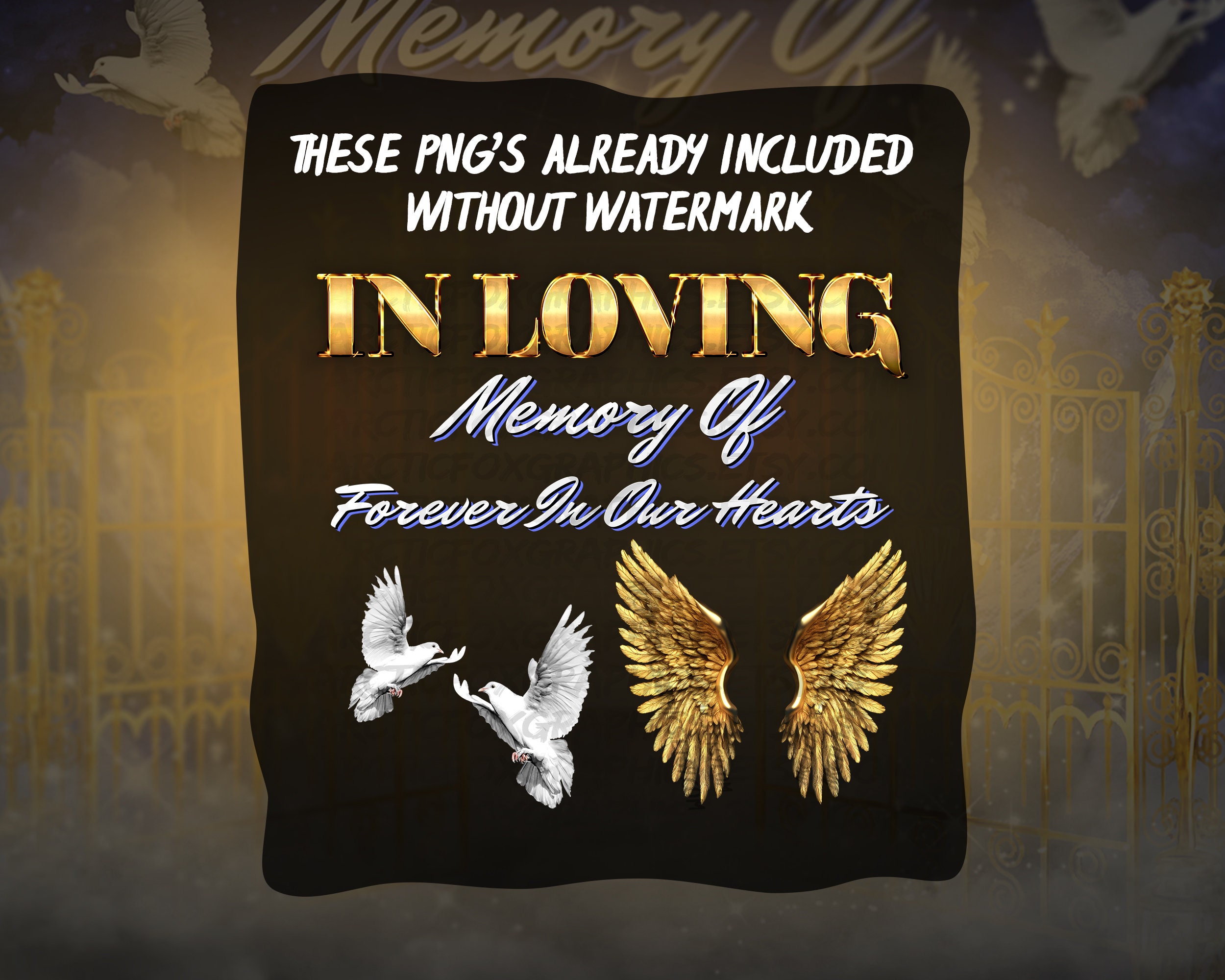 In Loving Memory PNG, Royal Blue Gold Stairway to Heaven's Gate ...