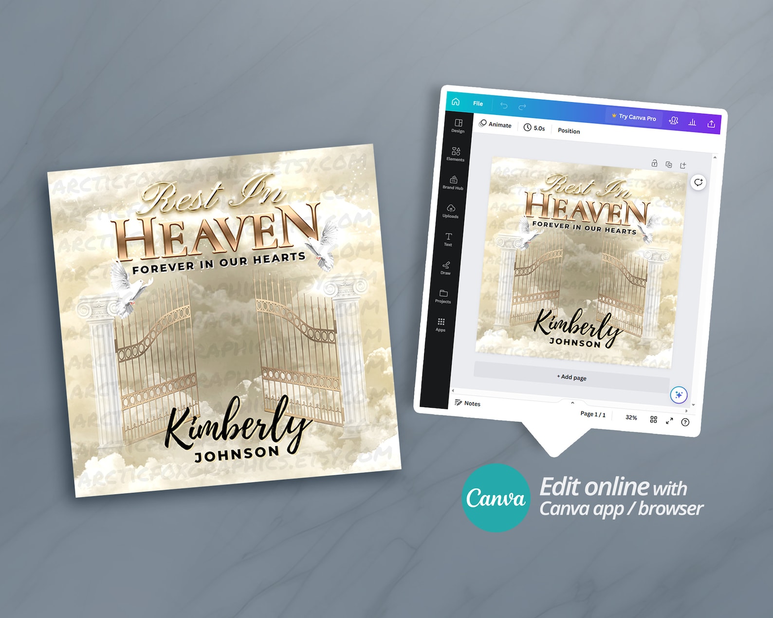 Rest in Heaven Pin Button Canva Template, Memorial Button Pin ...