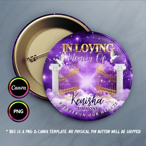 In Loving Memory Pin Button PNG, Purple Cloudy Sky Heaven's Gate Button ...