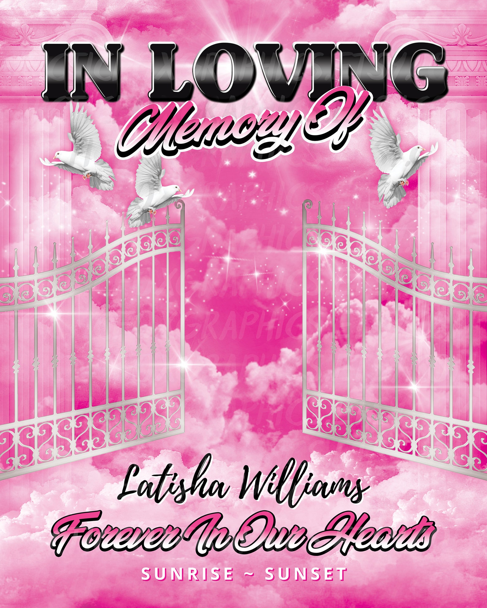 In Loving Memory PNG, Pink Sky Heaven's Gate Memorial Background for ...