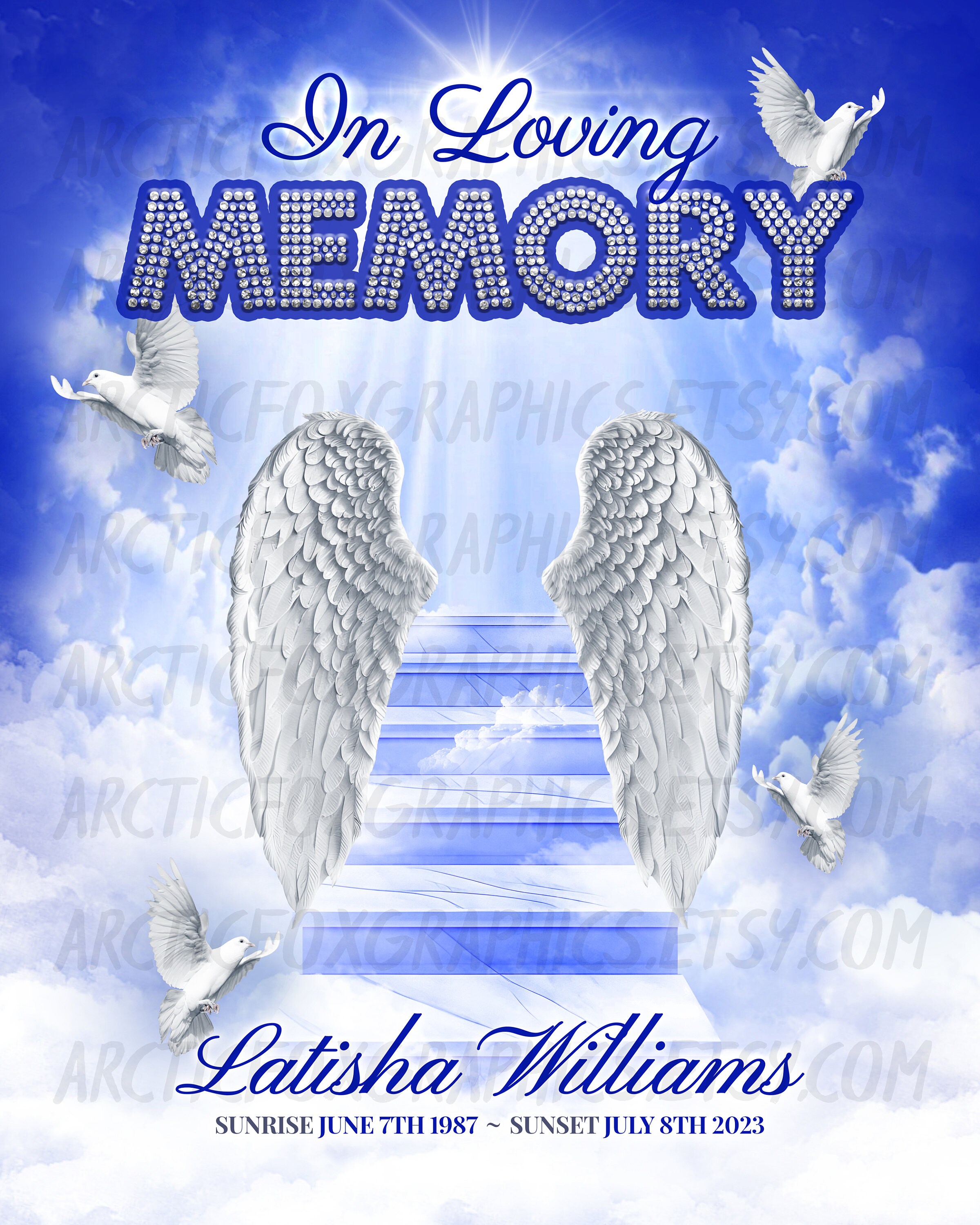 In Loving Memory PNG Blue Sky Stairway to Heaven Memorial - Etsy