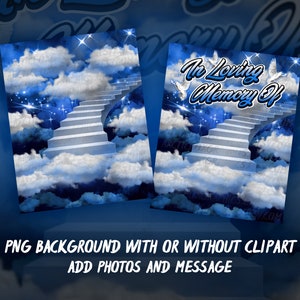 In Loving Memory PNG, Blue Sky Heaven's Stairway Memorial Background ...