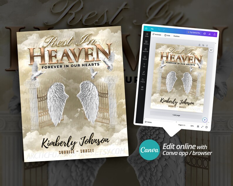 Rest in Heaven PNG Cloudy Gold Sky Heaven Stage Memorial - Etsy