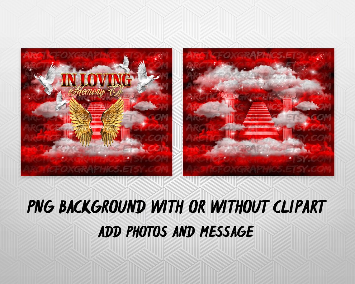 In Loving Memory 3D All Over T-shirt Design, Gold Red Sky Heaven ...