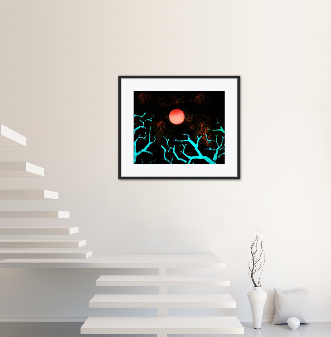 Red Moon, Digital Artwork, Wall or Room Decor, Digital Download ...
