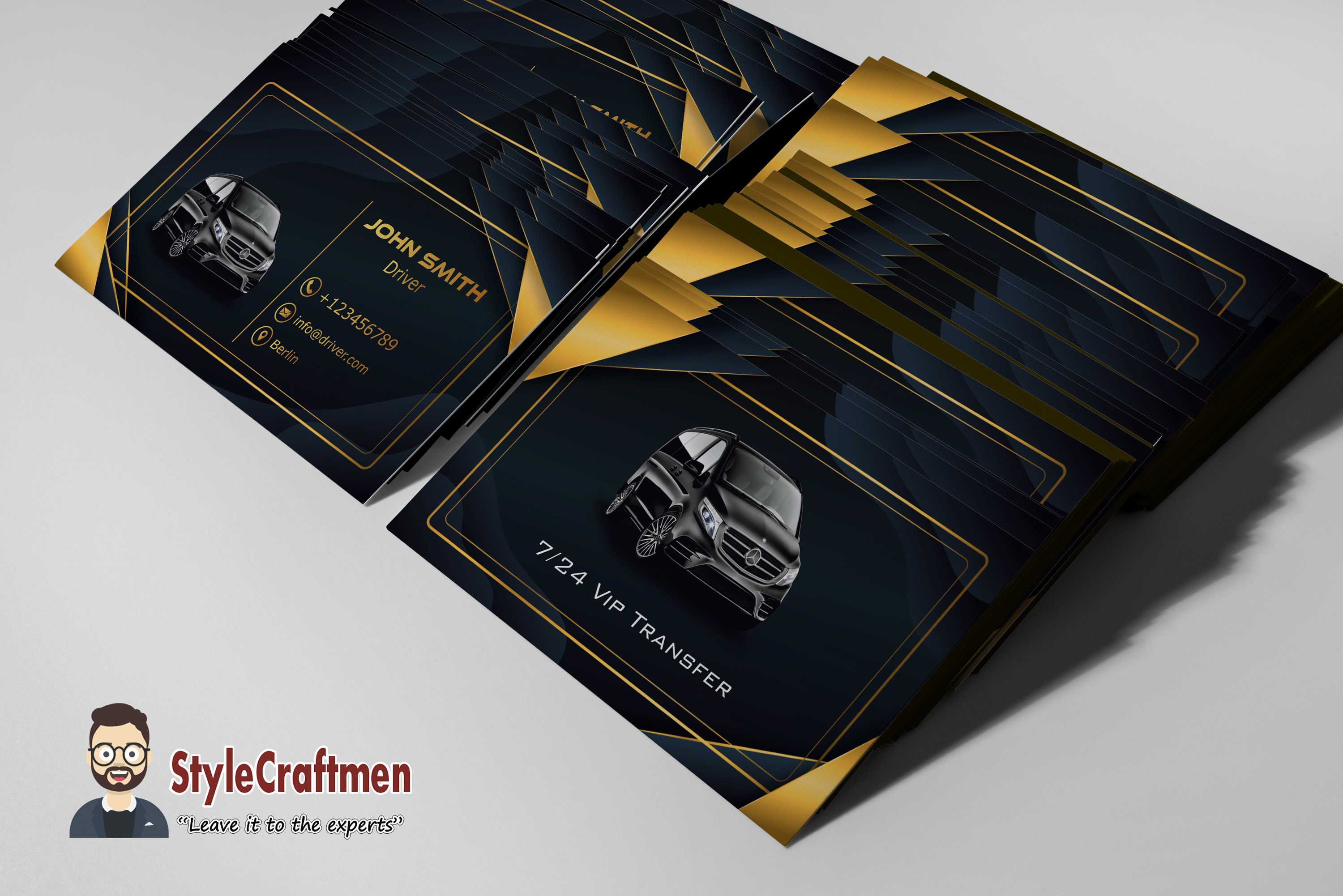 Taxi Business Card Personalized Dark Blue Gold - Etsy