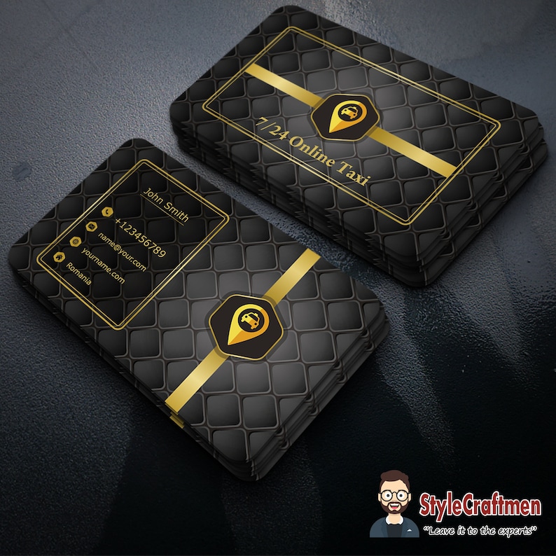 Uber Taxi Gold Black Business Card Personalized - Etsy