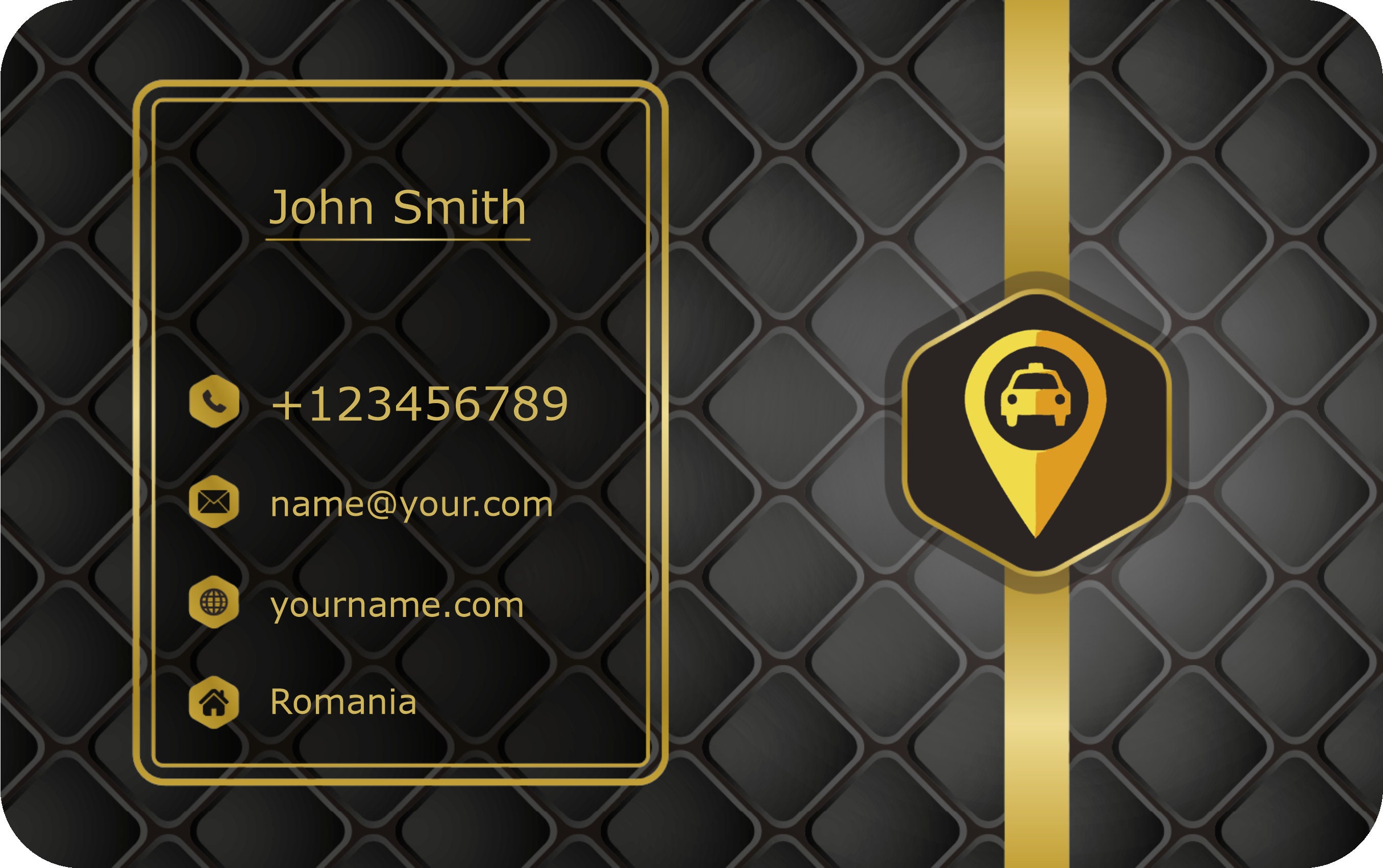 Uber Taxi Gold Black Business Card Personalized - Etsy