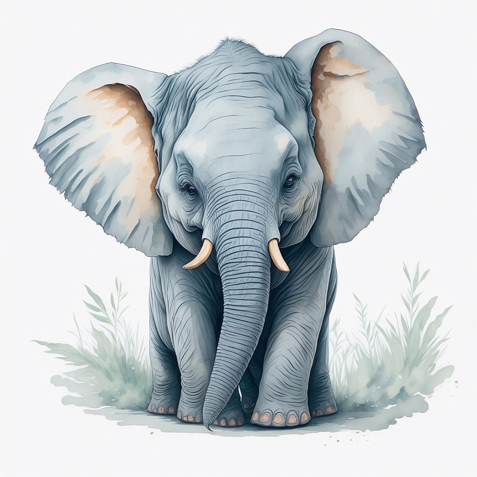 Cute Baby Elephant Clipart - 10 High Quality Pngs - Digital Download ...
