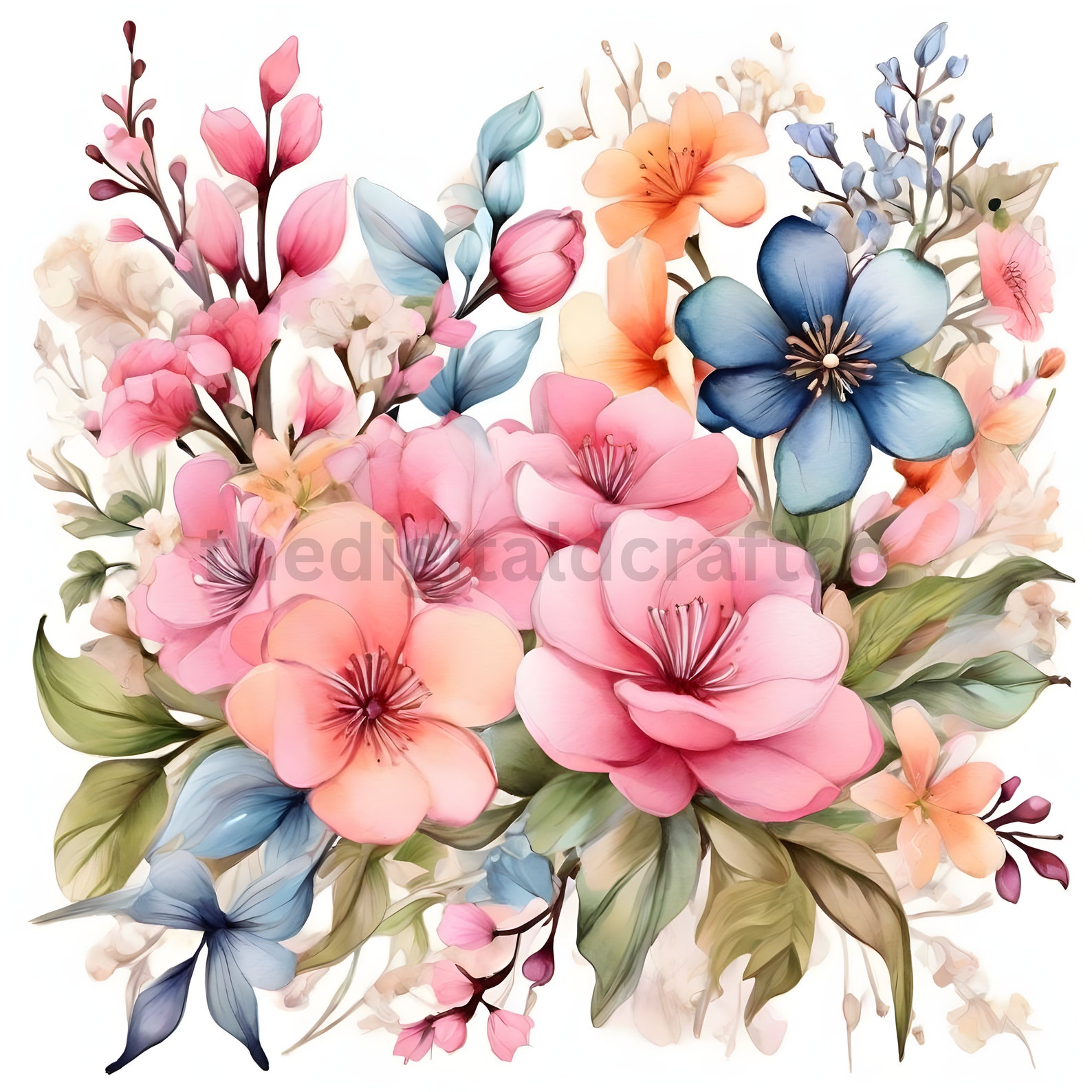 Blooming Flowers Clipart - 10 High Quality Jpgs - Digital Download ...
