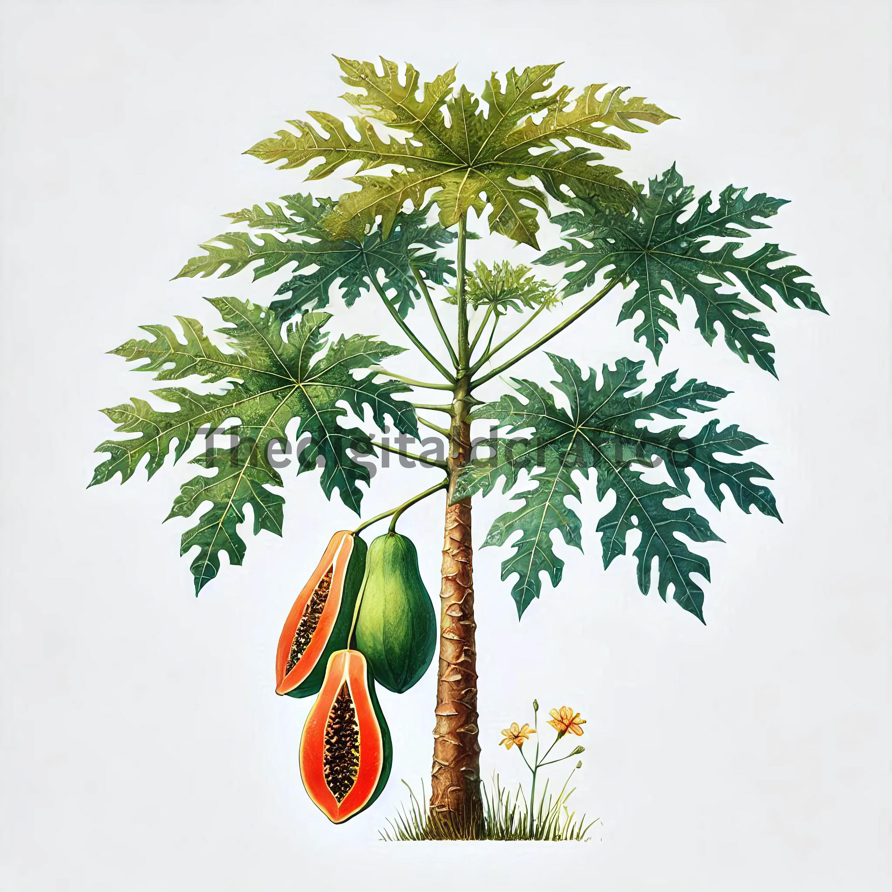 Papaya Tree Clipart 10 HD Watercolor Jpgs for Commercial Use Digital ...