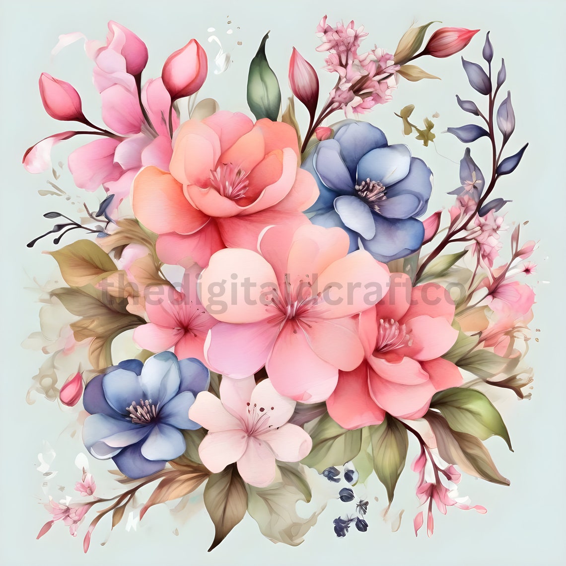Blooming Flowers Clipart 10 High Quality Jpgs Digital Download Mixed ...