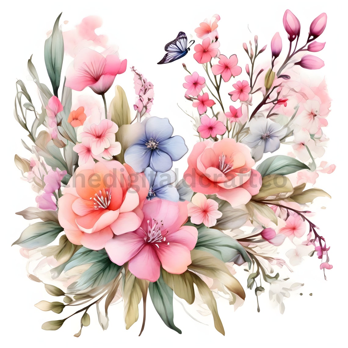 Blooming Flowers Clipart - 10 High Quality Jpgs - Digital Download ...