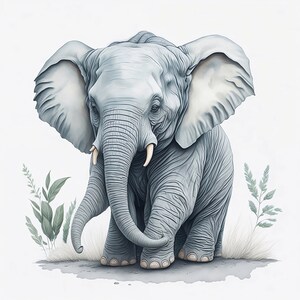 Cute Baby Elephant Clipart 10 High Quality Pngs Digital Download Mixed ...