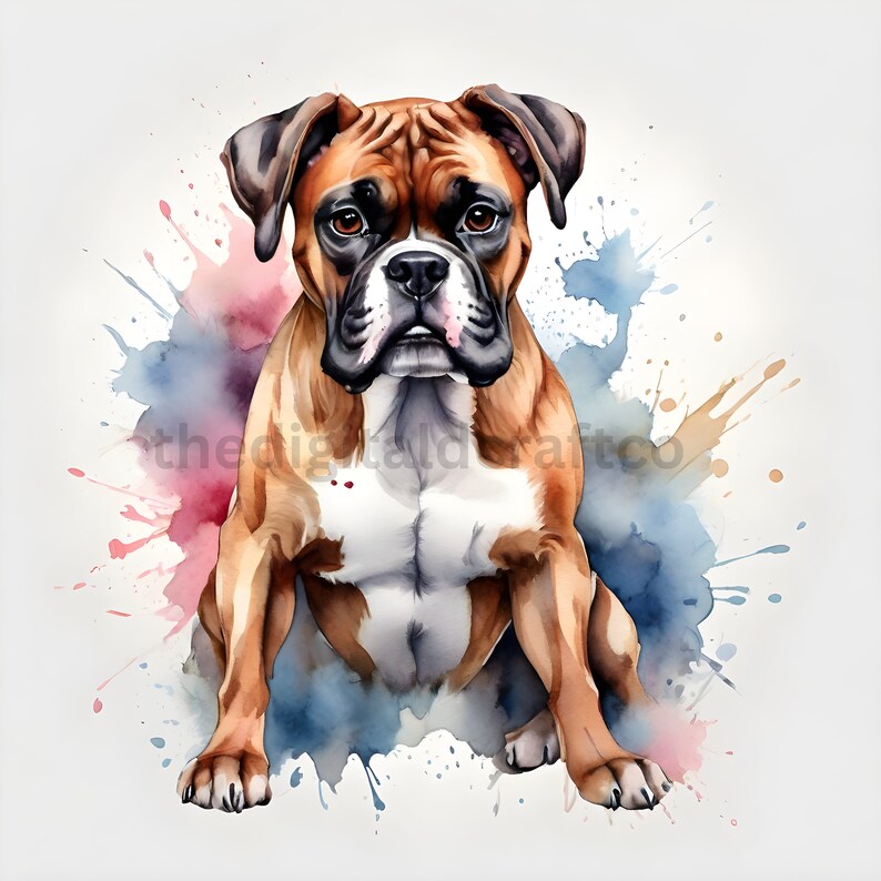 Boxer Dog Clipart 10 High Quality Jpgs Digital Download Mixed Media ...