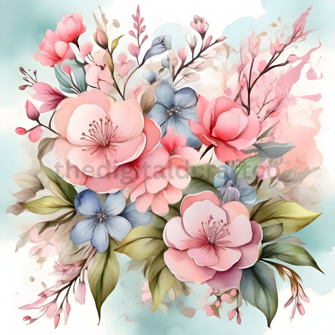 Blooming Flowers Clipart 10 High Quality Jpgs Digital Download Mixed ...