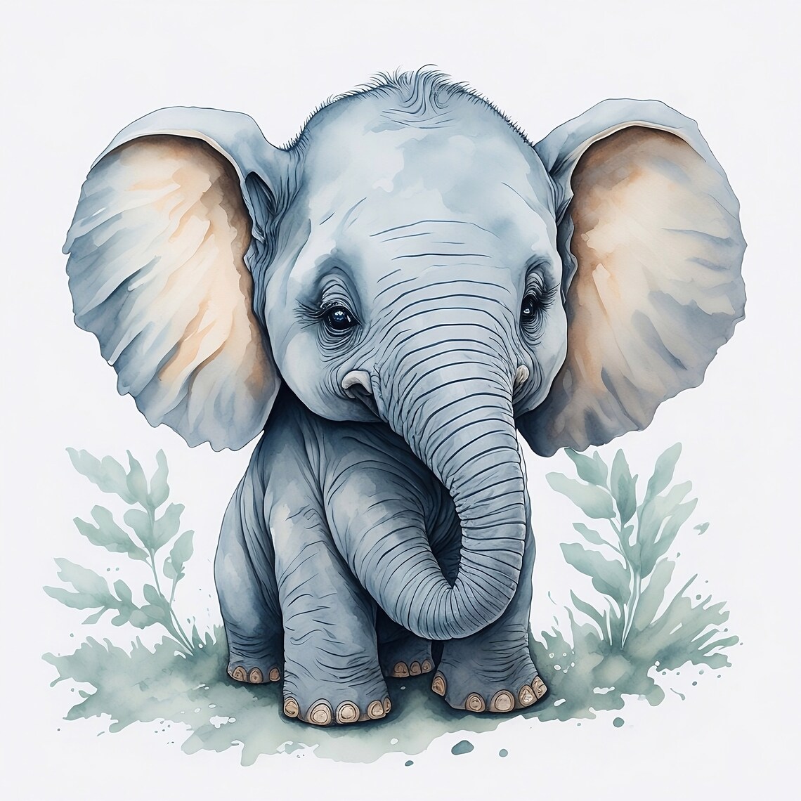 Cute Baby Elephant Clipart 10 High Quality Pngs Digital Download Mixed ...