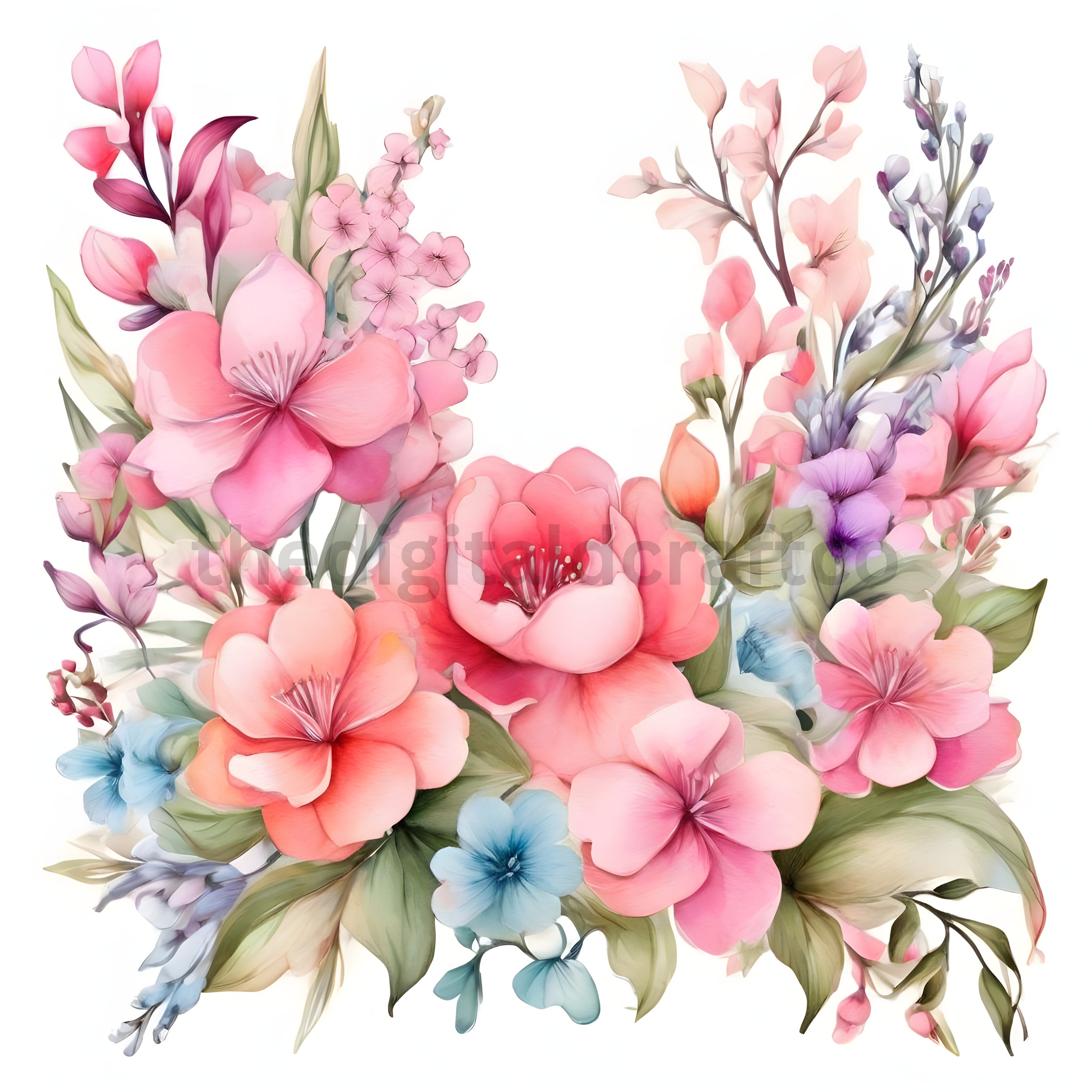 Blooming Flowers Clipart 10 High Quality Jpgs Digital Download Mixed ...