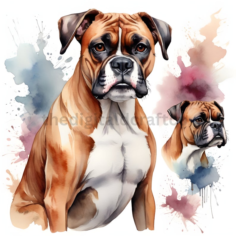 Boxer Dog Clipart 10 High Quality Jpgs Digital Download Mixed Media ...